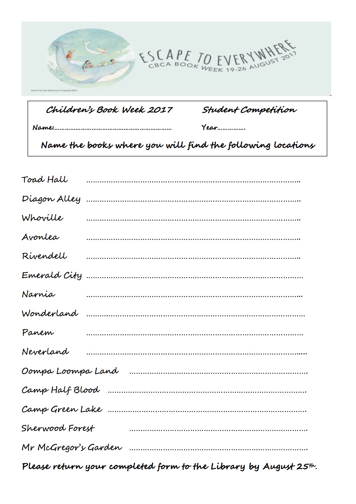 2017 Book Week Quiz Winner - Braemar Parent